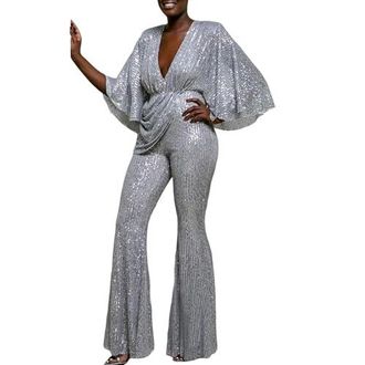 Generic Ensemble Paillette Femme Ensemble Surv&ecirc;tement Femme 2 Pi&egrave;ces Oversize Casual Randonn&eacute;e Tracksuit Set &Agrave; Manches Longues Haut + Jogging Pantalon Sports 