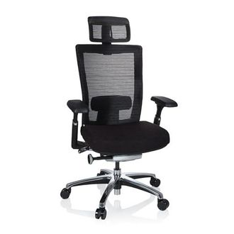 hjh OFFICE 657650 Profi Bürostuhl NOVA PRO I Netzstoff Schwarz Schreibtischstuhl ergonomisch mit Kopfstütze