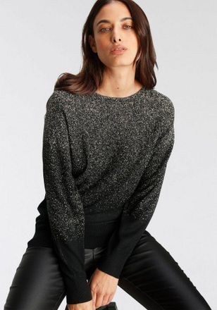 Laura Scott Fledermauspullover mit Glanzgarn und Rundhals-Ausschnitt