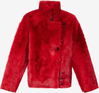 Isabel Marant Manteau Roama En Peau Lain&eacute;e - Femme - Rouge - Taille34 - Isabel Marant