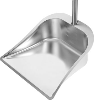 Pretyzoom Edelstahl Kehrschaufel mit Langem Stiel Rostfrei Ergonomische Reinigungsschaufel für Küche und Haushalt Stoop Design für Müheloses Aufkehren und Enge 