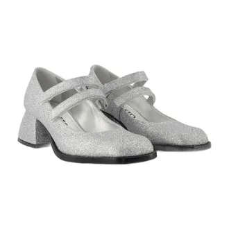 Nodaleto Womens Silver Glitter Leather Pumps
