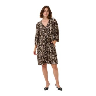 Kaffe Leopardenmuster Kurzes Kleid - - Dresses - Damen - Mehrfarbig - L