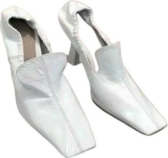 Generic YUJIEBB Escarpins &agrave; T&ecirc;te Carr&eacute;e Femme Blanc Talons Hauts Stiletto Retro Chaussures Sorci&egrave;re, Talon blanc de 9 cm, 36.5 EU