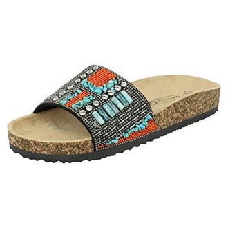 Spot On Mules &agrave; perles pour femme, Noir, 39 EU