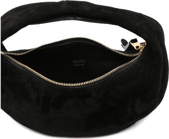 Khaite Calf Suede Crescent Top Handle Bag - Black