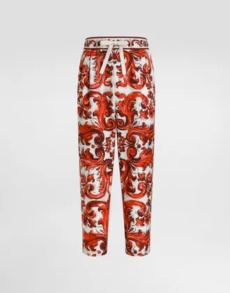 Dolce & Gabbana Jogginghose Aus Jacquard Mit Majolika-print - Mann Hosen Und Shorts Multicolor 48