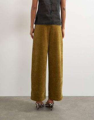 Topshop ensemble 2 pi&egrave;ces pantalon en velours vert