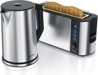 Arendo Arendo - Fr&uuml;hst&uuml;cks-Set in silber - Wasserkocher / Toaster