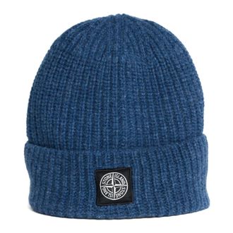 Stone Island unisex, Accessoires, Bleu, Taille: ONE Size Light RWS Geelong Wool Beanie