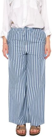 Thinking Mu Femme, Pantalons, Bleu, Taille: 42 FR Begur Stripes Wide Pantalons