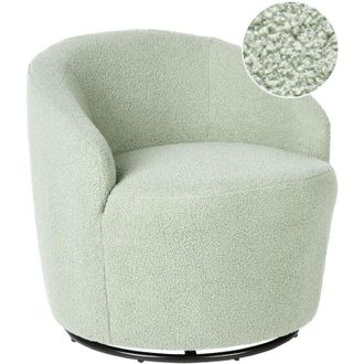 Beliani Drehsessel Hellgr&uuml;n aus Boucl&eacute; 360&deg; Drehbar Geschwungene R&uuml;ckenlehne Retro Stil Modernes Design f&uuml;r Wohnzimmer Schlafzimmer Flur B&uuml;ro