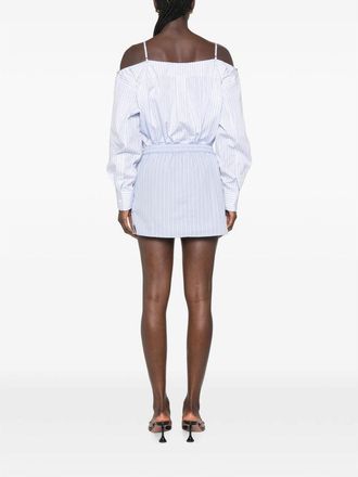 Alexander Wang Striped Off-Shoulder Cotton Dress - White