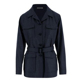Tagliatore Woll- und Kaschmirjacke mit G&uuml;rtel - - Coats - Damen - Blau - S
