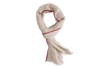 Bexley Chèche Lin Coton II - Echarpes homme chambray beige et bordure rouge