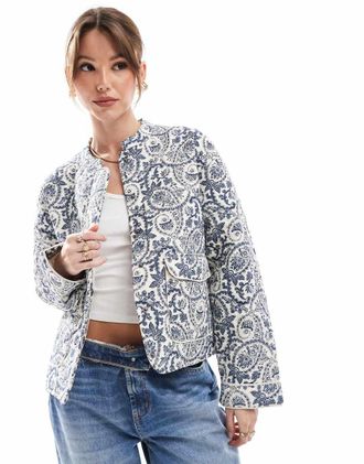 Only Veste matelass&eacute;e &agrave; imprim&eacute; jacquard - Bleu