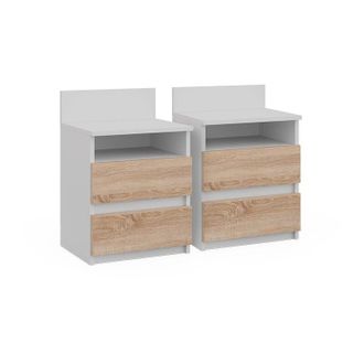 Vicco Nachttisch Monty, Wei&szlig;/Sonoma, 32.3 x 59.1 cm 2er Set