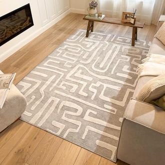 Nazar Rugs Tapis Garden, Color&eacute;, Tapis Salon, Tapis Chambre Abstrait, Int&eacute;rieur, Ext&eacute;rieur, Tapis Jardin (951 Gris, 228x340 cm)