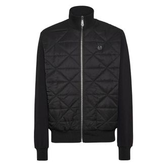 Philipp Plein Fleece- und Nylonjacke mit Wattierung - - Jackets - Herren - Schwarzk - 3XL