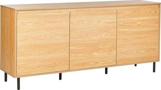 Beliani Beliani - Buffet à 3 Portes Effet Bois Clair Pieds en Métal Noir Rangement pour Salon Nikea