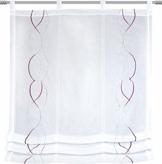Gardinia Sehlbach Raffrollo Voile Stickerei, Wei&szlig;, 80 x 120 cm Bistrogardine, H&ouml;henverstellbar, Zeitloses Design, Lichtdurchl&auml;ssig, Einfache Befestigung, &Ouml;ko-T