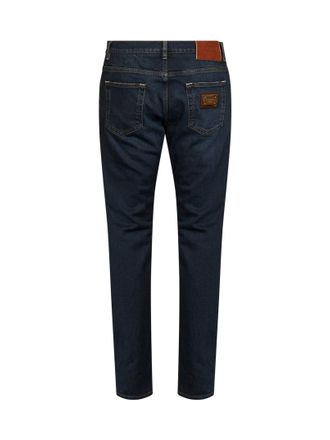 Dolce & Gabbana Mens Slim Stretch Denim Jeans, Blue Cotton