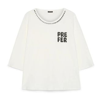 Fiorella Rubino Baumwoll-T-Shirt mit Schriftzug - - Tops - Damen - Wei&szlig; - XS
