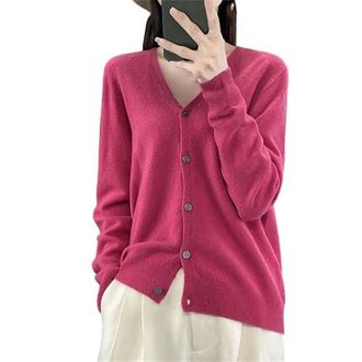 Generic Pull dhiver en % laine m&eacute;rinos pour femme - Col rond - Solide - D&eacute;contract&eacute; - Cachemire - Doux, rouge framboise, Taille XL