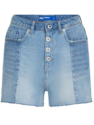 Karl Lagerfeld short en jean à taille haute - Bleu