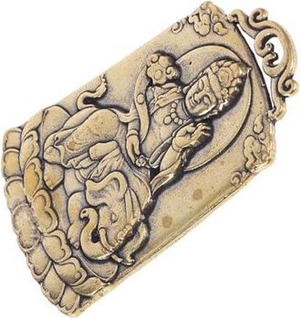 Cabilock Breloques En Laiton Bouddha Samantabhadra Vintage Porte-cl&eacute;s Symbole Bouddhiste Contemplation D&eacute;coration Int&eacute;rieure Artisanale Artisanat Fait Main