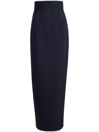 Khaite jupe crayon The Loxley &agrave; fines rayures - Bleu