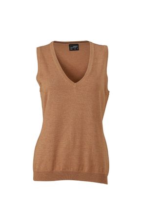 James & Nicholson Damen V-Neck Pullunder, Beige (Camel), 40 (Herstellergr&ouml;&szlig;e: XL)