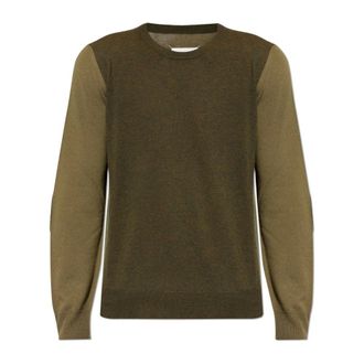 Maison Margiela Zweifarbiger Woll-Rundhalspullover - - Knitwear - Herren - Gr&uuml;n - S