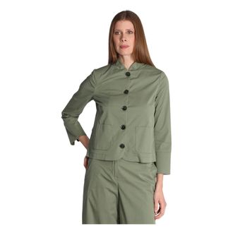 Alessia Santi Ungef&uuml;tterte Jacke mit Kn&ouml;pfen - - Jackets - Damen - Gr&uuml;n - XS