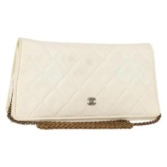 Chanel Portefeuille &agrave; cha&icirc;ne rabat complet Pre-owned - Femme - Pre-owned - Blanc - Taille: ONE Size