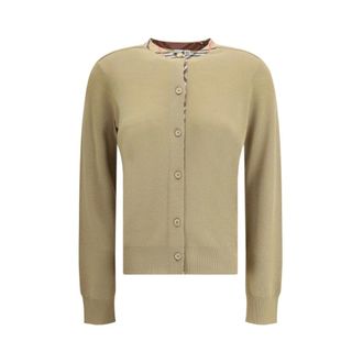 Burberry Femme, Pulls, Beige, Taille: 40 FR Cardigan Tricot &agrave; Carreaux