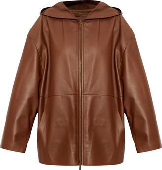Max Mara Femme, Vestes, Brun, Taille: 36 FR Acinoso Leather Jacket