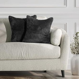 Decoking 58374 2tlg 2 Kissenbez&uuml;ge 45x45 cm Mikrofaser Rei&szlig;verschluss Fleece Kissenh&uuml;llen schwarz Henry