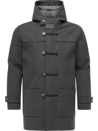 Ragwear Herren wetterfester atmungsaktiver Winter Kurzmantel warme lange Winterjacke Dufflecoat in Wollmantel-Optik mit Kapuze Duffie YOUMODO Dark Grey Gr. XL