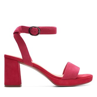 Clarks Damen Ambyrlyn Bay Sandale mit Absatz, Fuchsia Wildleder, 37.5 EU