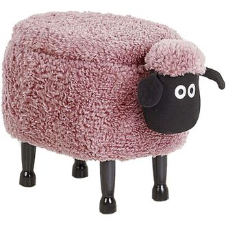 Beliani Tierhocker mit Stauraum SHEEP Stoff Rosa