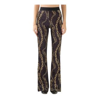 Versace Jeans Couture Samt Kettendruck Schlaghose - - Trousers - Damen - Schwarzk - XS