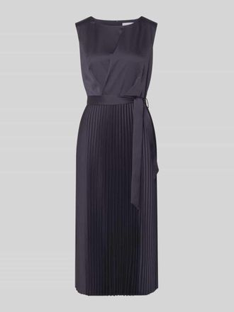 Comma Midikleid mit Plisseefalten und Bindeg&uuml;rtel
