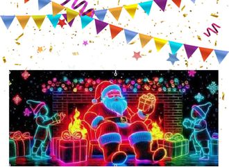 Generico Weihnachtsabdeckung f&uuml;r Garagentor, saisonale Dekoration, UV, fluoreszierend, 4 x 1,8 m, weihnachtlicher Hintergrund f&uuml;r Garagentor, f&uuml;r Heimdekoratio