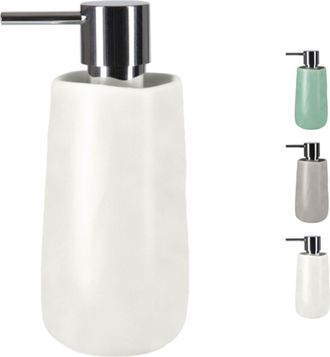 Spirella Seifenspender Sina mit Edelstahlpumpe Fl&uuml;ssigseifen-Spender Porzellan 350ml Langliebig und Robust Wei&szlig;