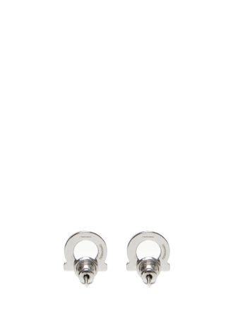 Ferragamo Womens Earrings Gancini Crystal Silver Glass Fibre