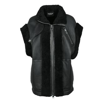 Dondup Pelz &Auml;rmellose Lederweste - - Jackets - Damen - Schwarzk - XS
