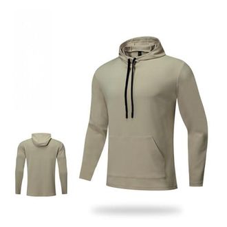 Generic Sweat &agrave; capuche l&eacute;ger &agrave; manches longues pour homme avec poches kangourou, kaki clair, XXL