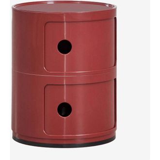 Sklum Runder Nachttisch &Oslash;30 cm mit Regalen Babel Weinrot 2 Schubladen