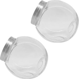 Relaxdays Bonbonglas, 2er Set, 2 Liter, Vorratsgl&auml;ser f&uuml;r S&uuml;&szlig;igkeiten, Candy Bar, Edelstahl-Deckel, transparent/Silber